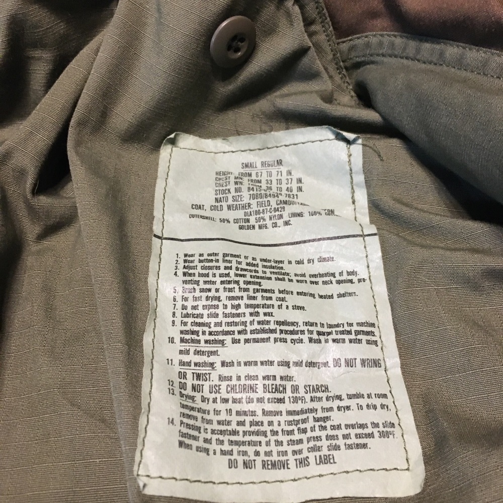 Vtg 80s Us Army Camo Parka Cold Weather Jacket Golden… - Gem
